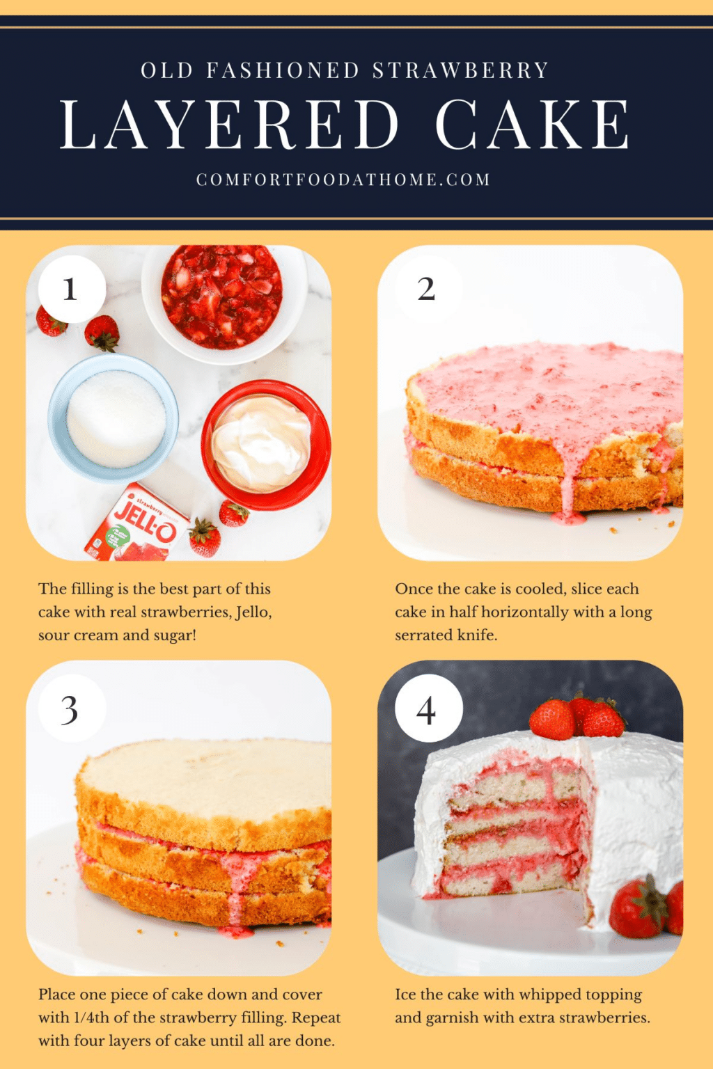 Old-Fashioned Strawberry Layered Cake - Comfort Food at Home